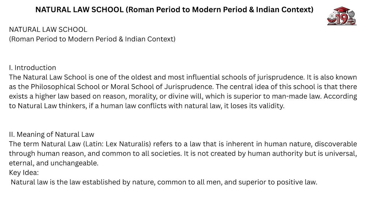 NATURAL LAW SCHOOL (Roman Period to Modern Period & Indian Context ...