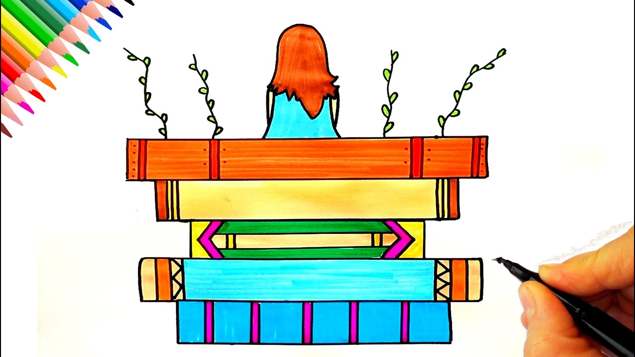 Dünya Kitap Günü Resmi Çizim 📚 Kütüphaneler Haftası ile ilgili Resim ...