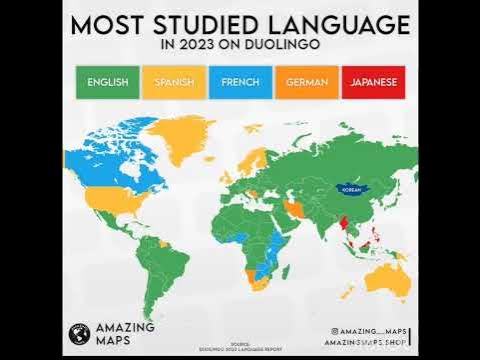 Most Studied language in different countries on Duolingo (2023)! #map # ...