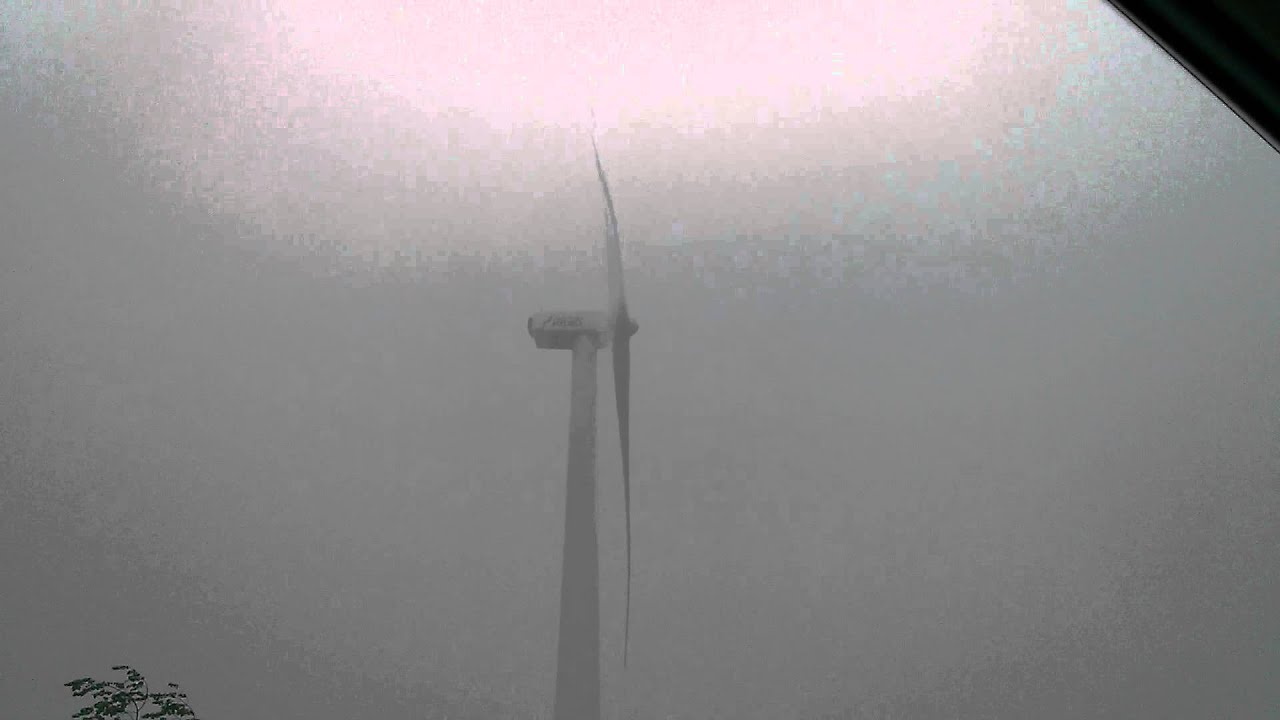 Wind turbine in storm - YouTube