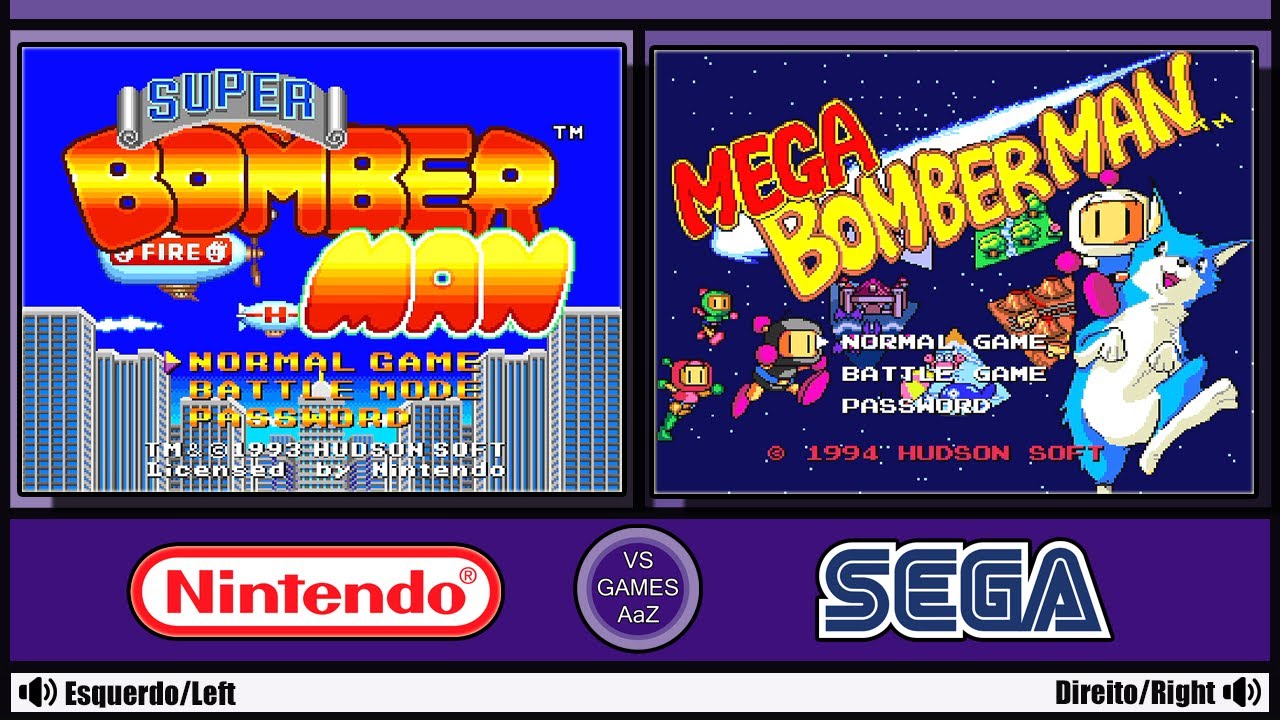 Super Bomberman vs Mega Bomberman (Super Nintendo VS Sega Genesis)side ...