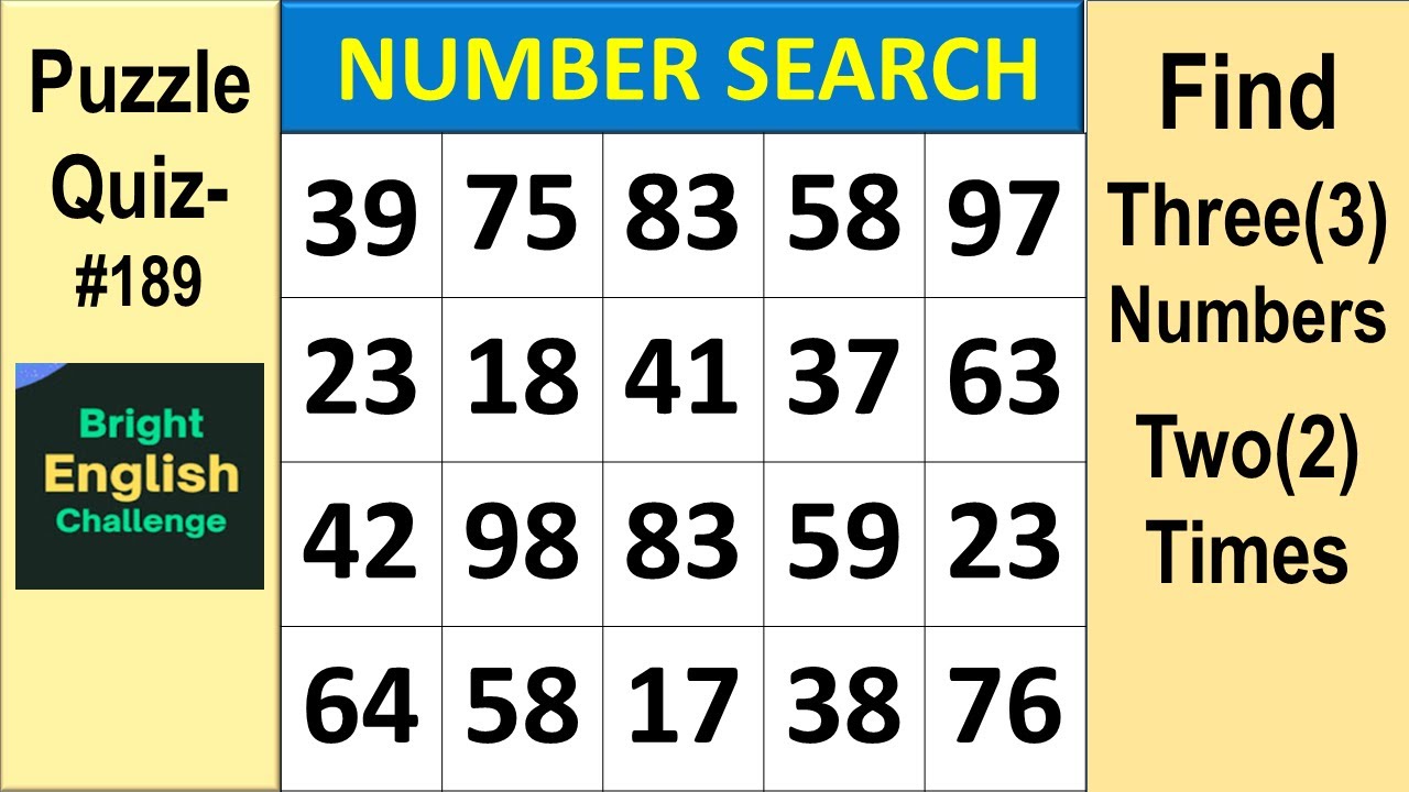 Number Search #findthenumber #braingame #brainxercise #quizFun # ...