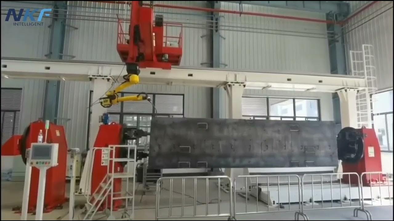 Our double drive positioner and three-axis walking gantry, equipped with Fanuc welding robots ...