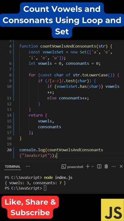 #83 Count Vowels & Consonants with Set in JS | #shorts - YouTube