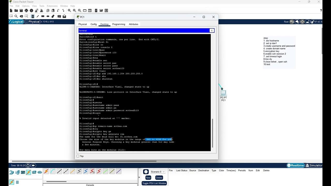 របៀប Configure SSH on Cisco Packet Tracer - YouTube
