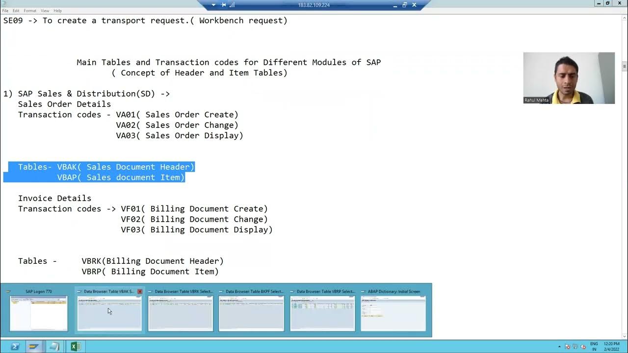 20 - Basics of SAP and ABAP - Header and Item Tables Part1 - YouTube