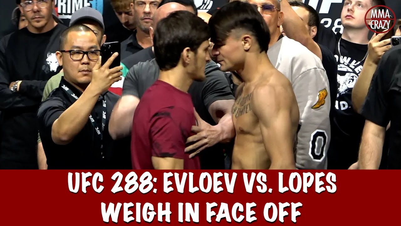 UFC 288: Movsar Evloev vs. Diego Lopes Weigh in Face Off - YouTube