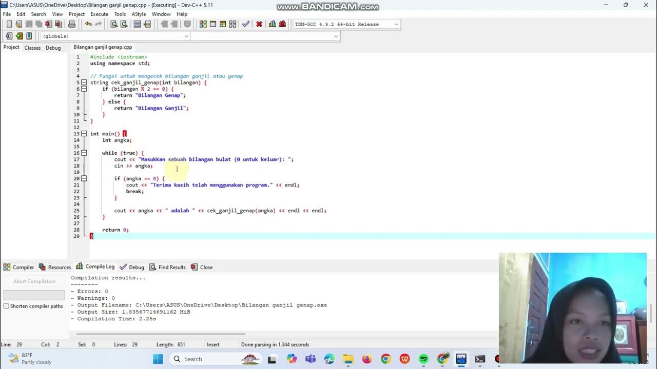 Tugas akhir pengantar coding-Bilangan ganjil genap - YouTube