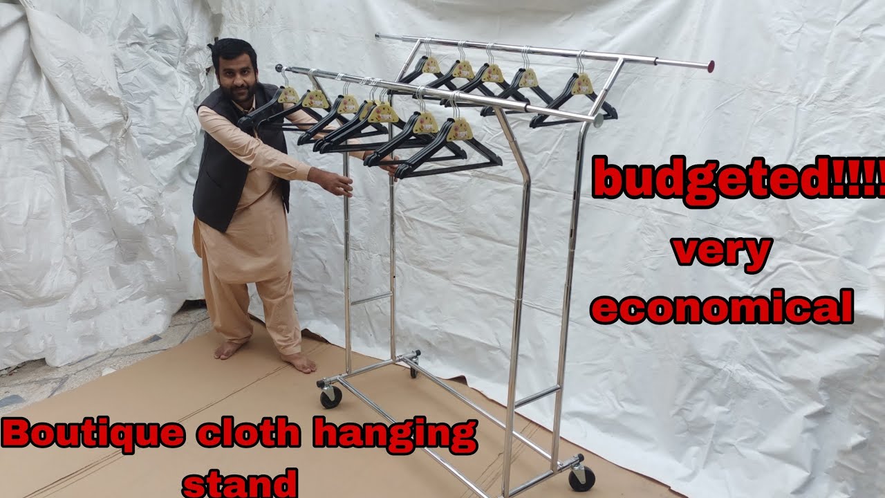 Double side hanging rod stand best quality exhibition stand - YouTube