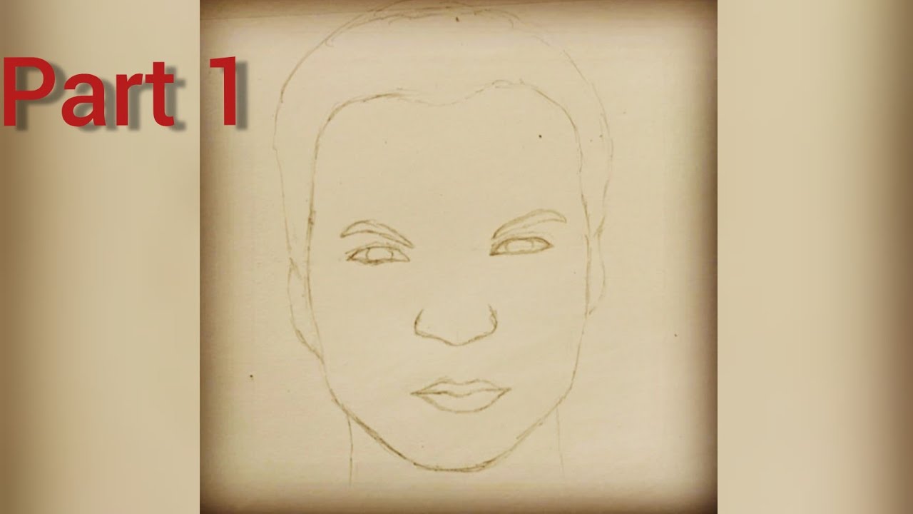 How to draw front face of a man ||outline for beginners ||without grid ...