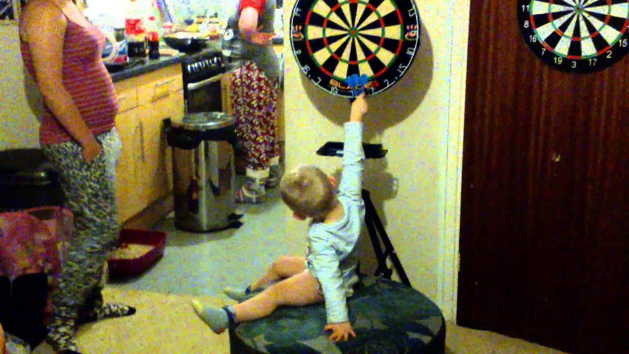2 year old playing darts - YouTube
