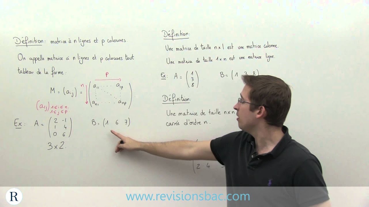 [RévisionsBac.com] - Matrice à n lignes et p colonnes - YouTube