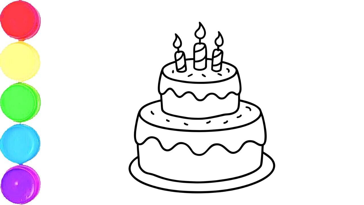 How to Draw Birthday Cake🎂 || Easy Drawing Birthday Cake Step by Step🎈 ...