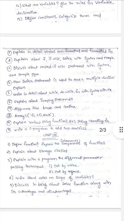 programming in c important questions 1st semester degree...! - YouTube