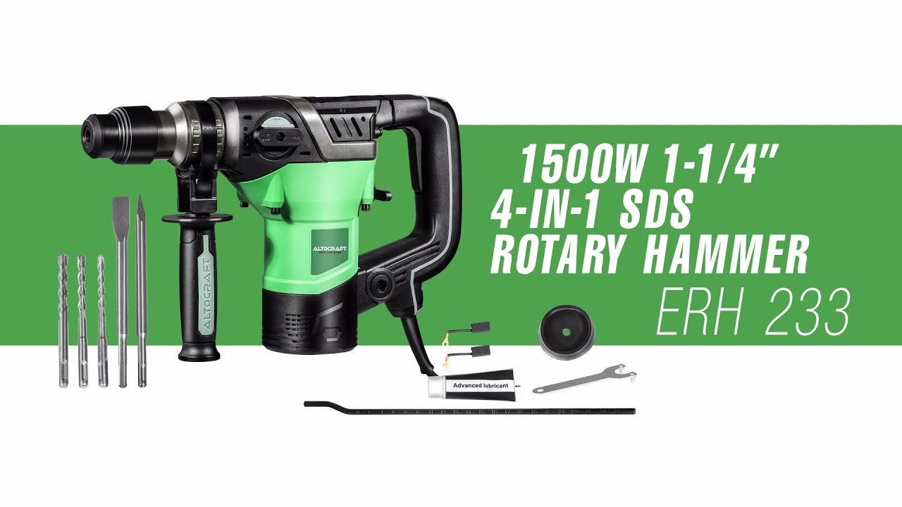 ALTOCRAFT 1-1/4 Inch 4 Functions SDS-Plus Rotary Hammer Drill (ERH233 ...