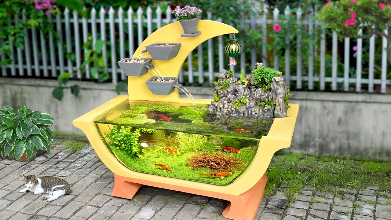 Build amazing waterfall aquarium diorama for your home - YouTube