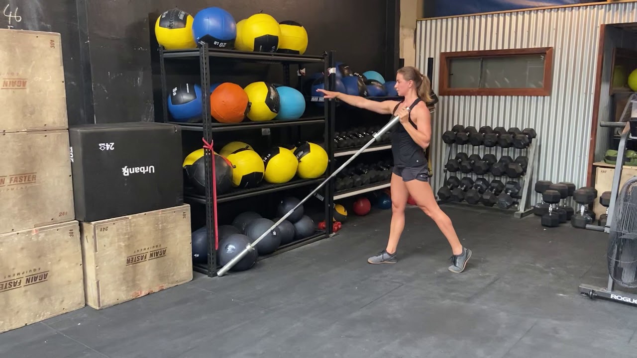 Step standing landmine press - YouTube