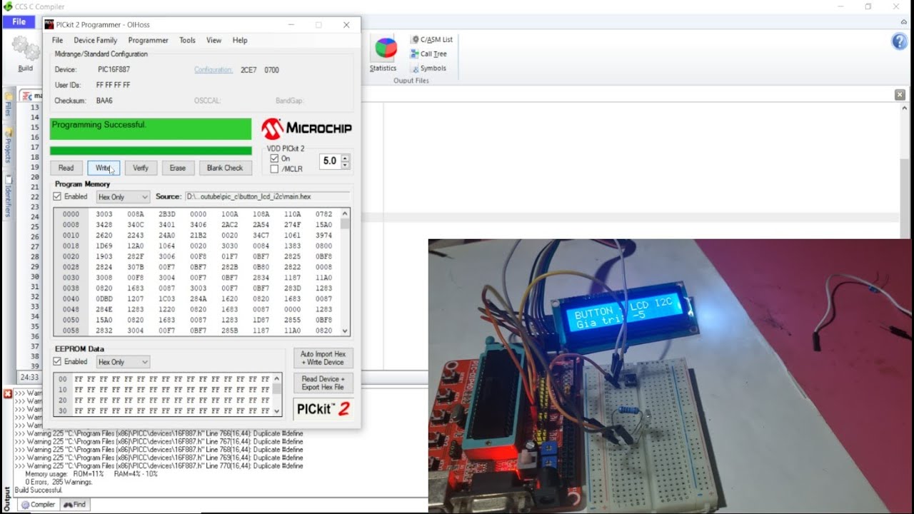 PIC16F887, Giao Tiếp Nút Nhấn và LCD I2C - YouTube