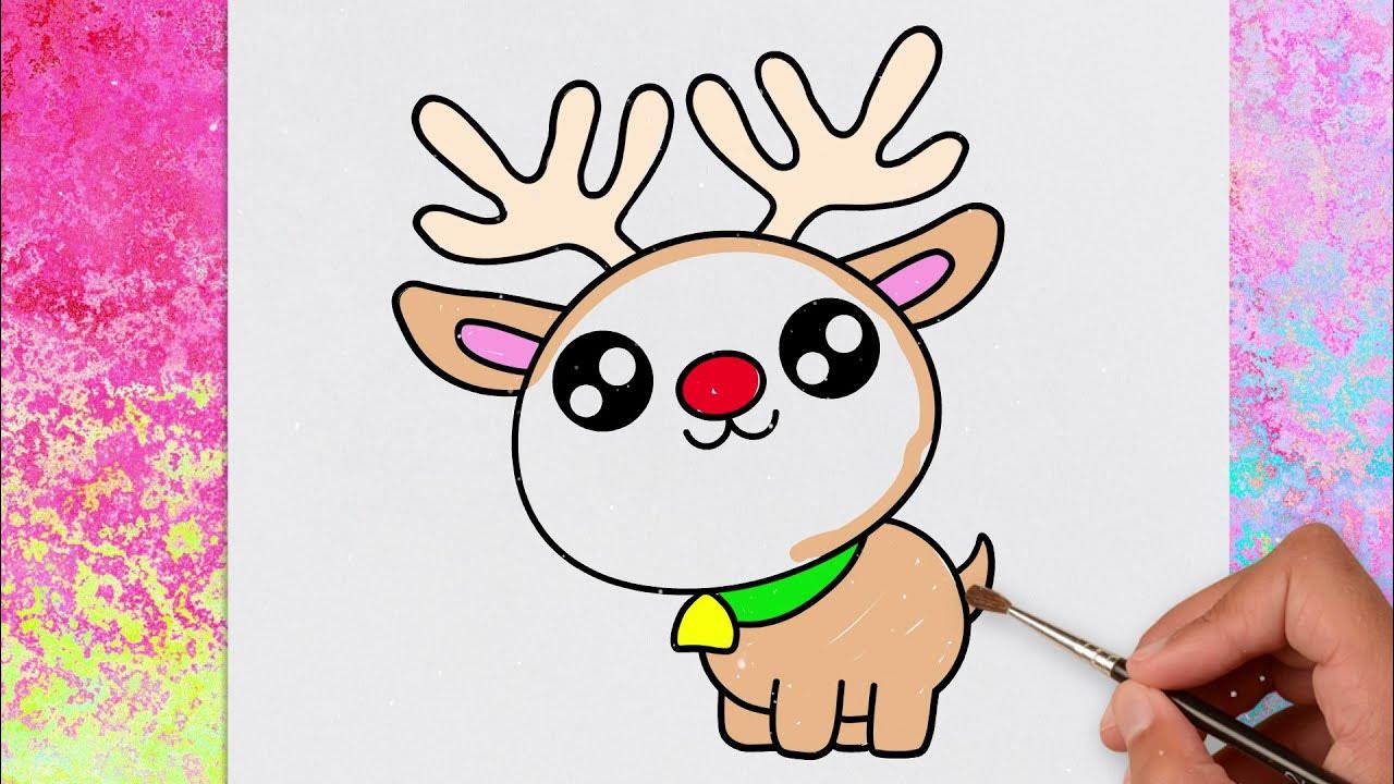 HOW TO DRAW A CHRISTMAS REINDEER - CHRISTMAS DRAWINGS FOR KIDS | STEP ...