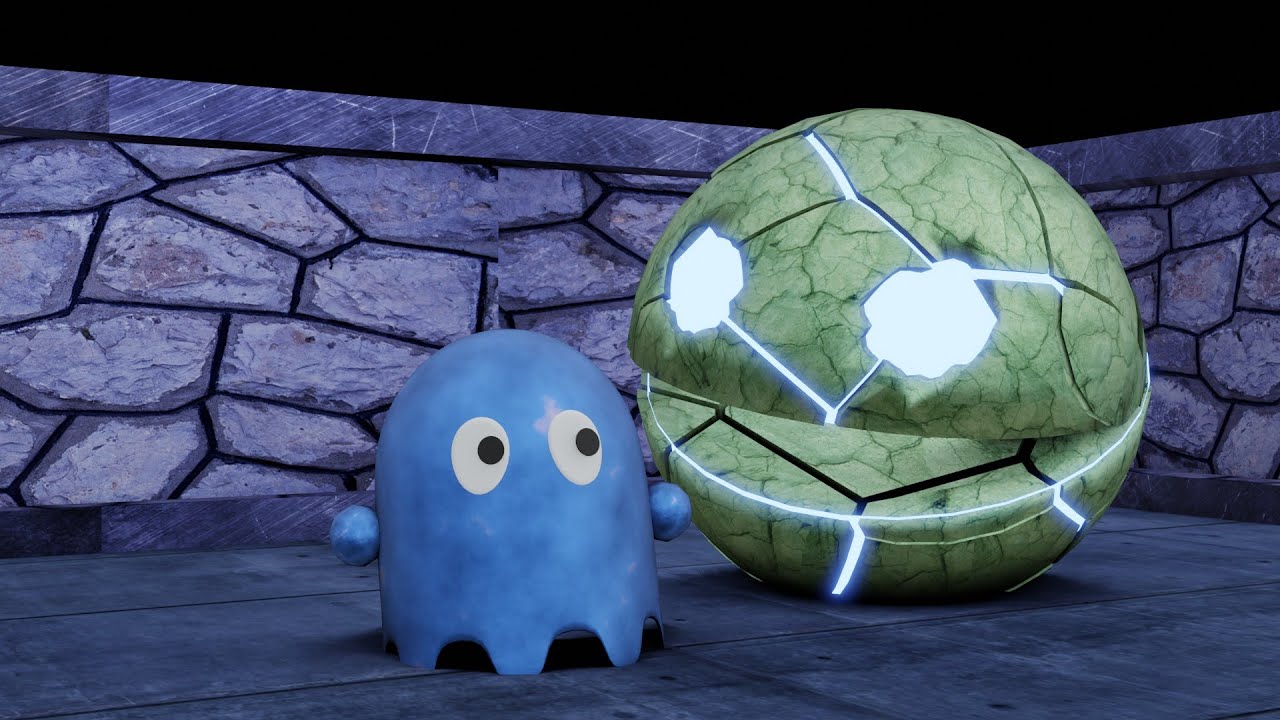 Pacman 3D. Blue Ghost VS Monster Pacman - YouTube