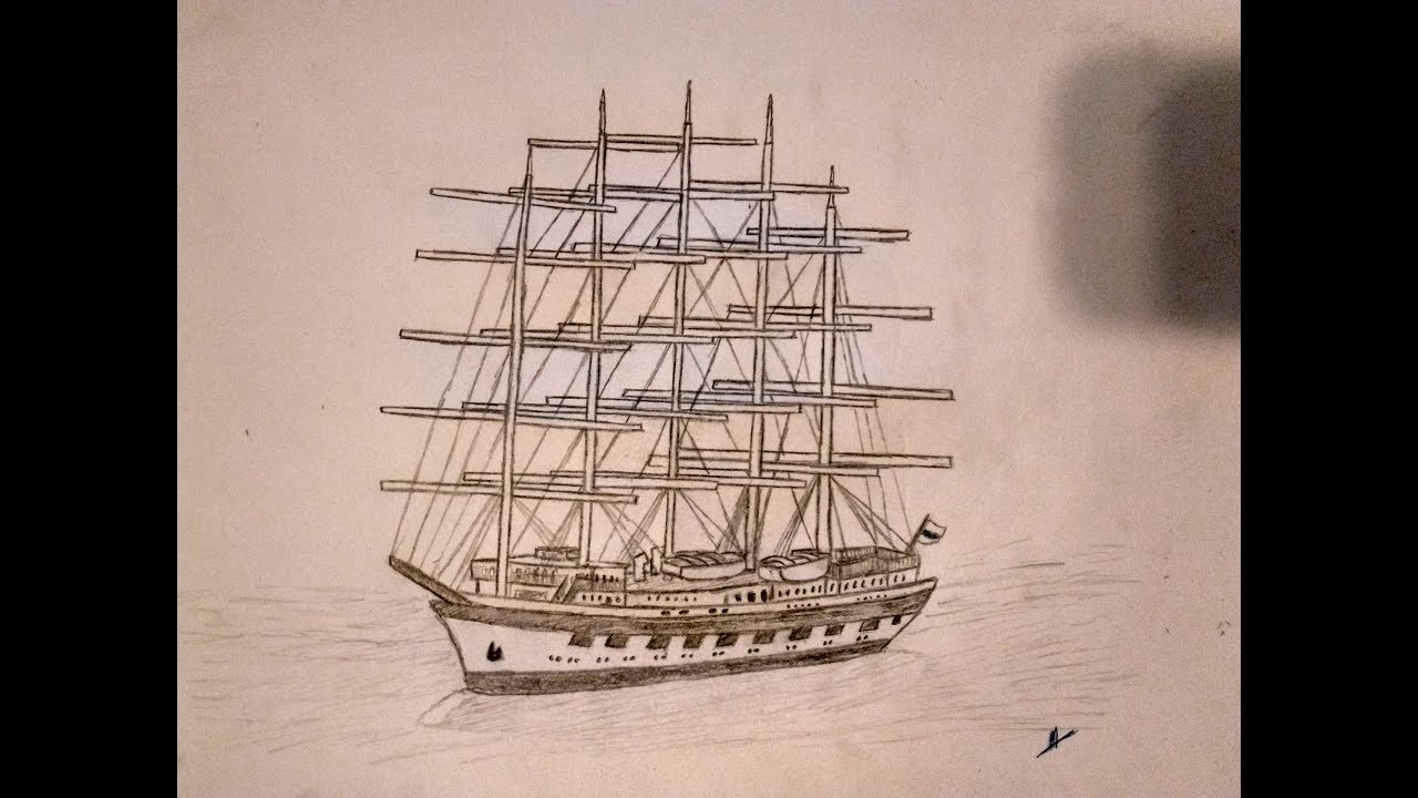 [Speed Draw] Dessin d'un navire à voile - Juin 2017 - YouTube
