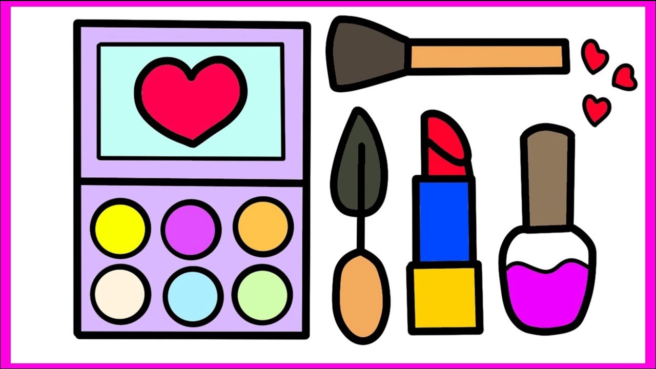 How to draw Makeup Kit | Easy Makeup kit drawing and colouring | Step ...