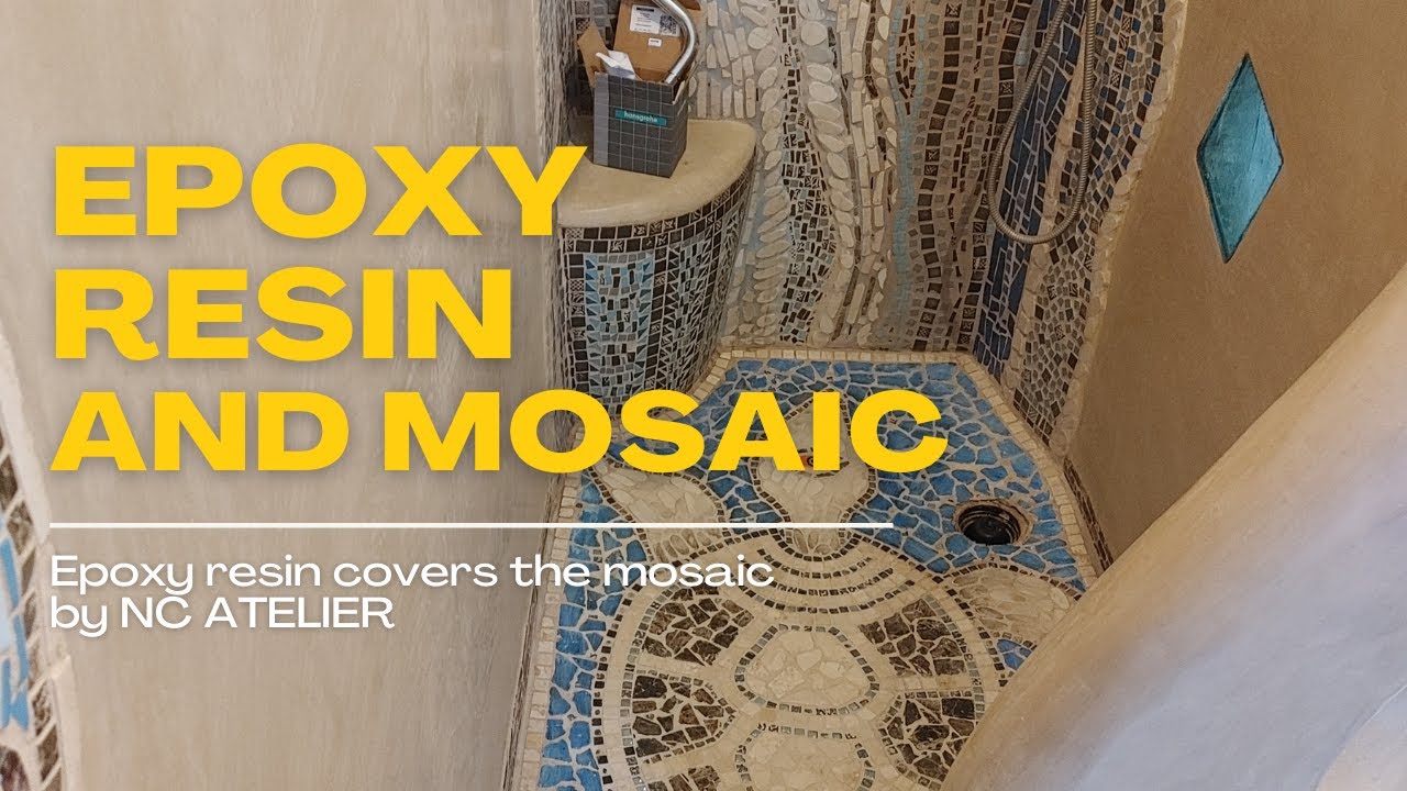 Epoxy resin covers nice mosaic. 3D epoxy floor in the Bathroom Shower ...