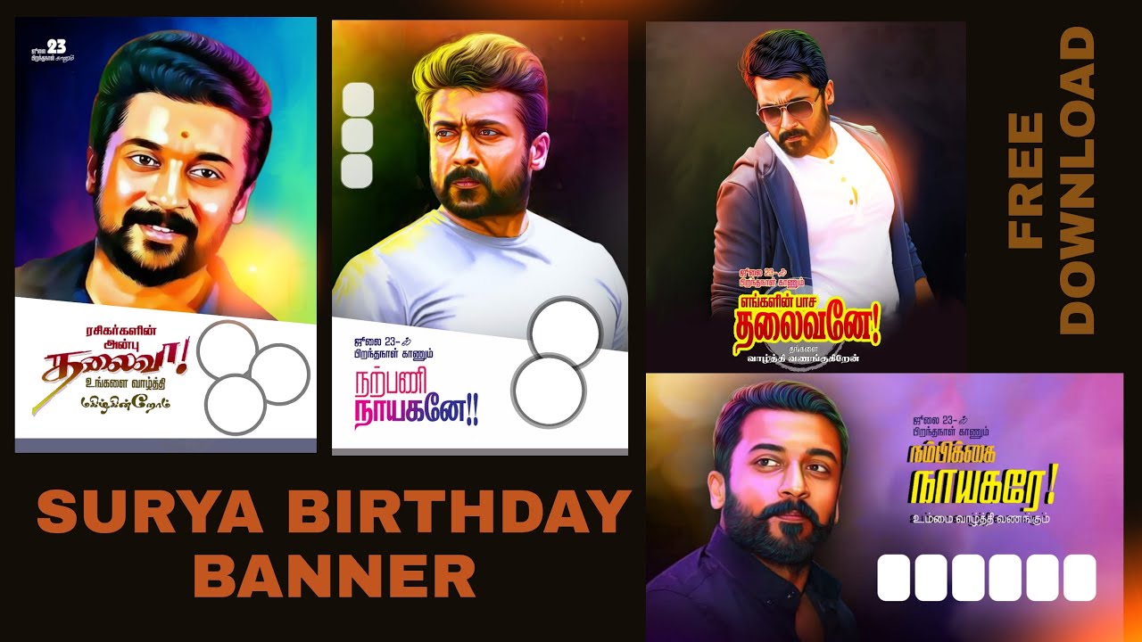Surya birthday banner poster editting free download / Surya banner ...