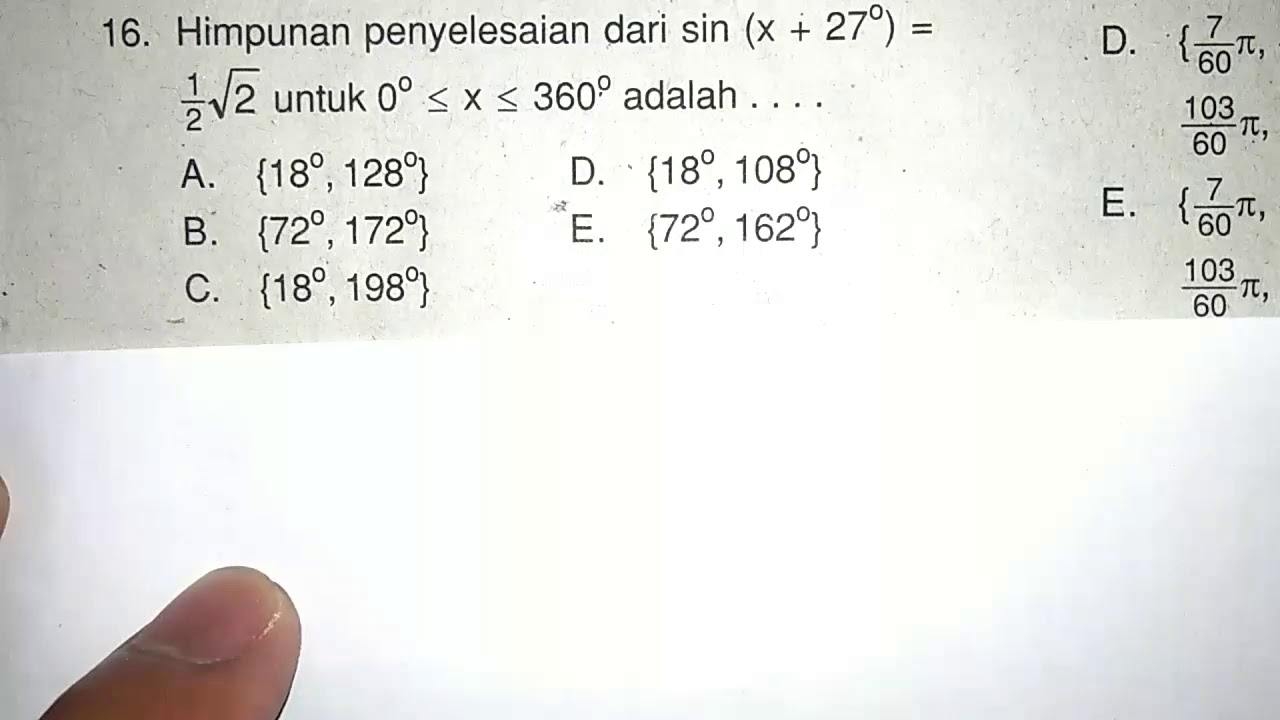 Persamaan Trigonometri - Himpunan penyelesaian Sin x - YouTube