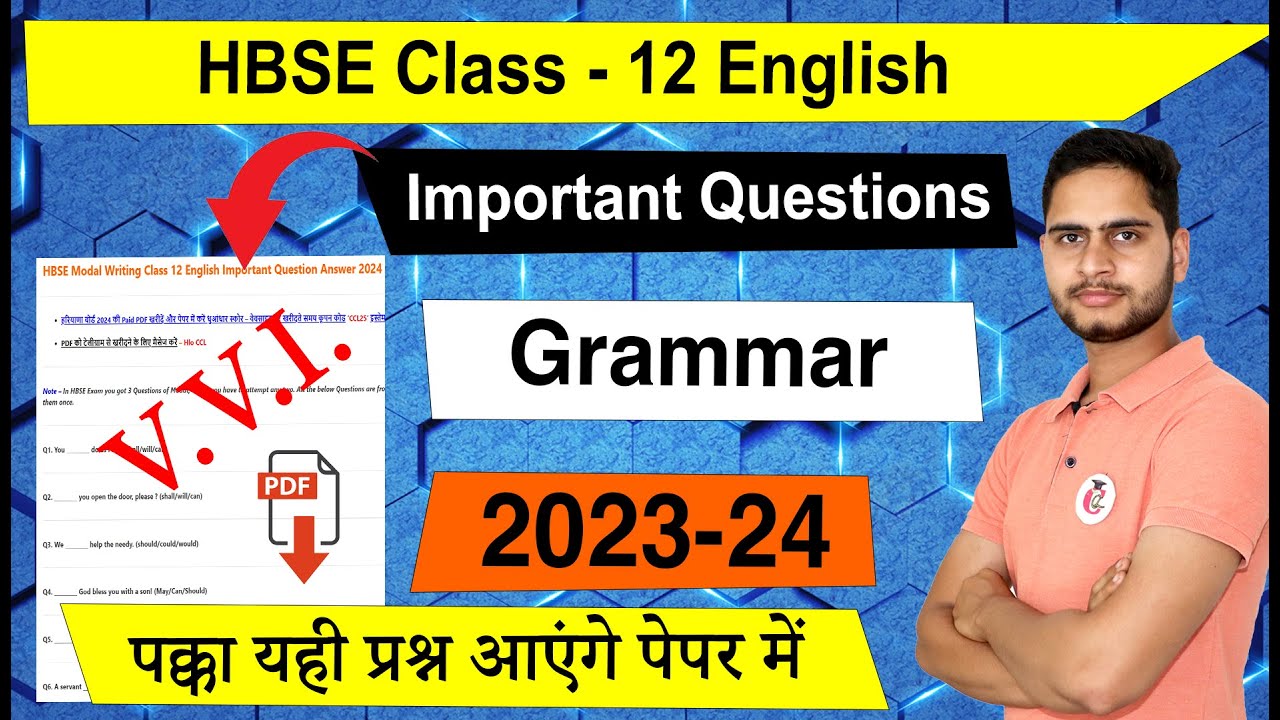 Class 12 English Grammar Important Question Answer 2024 || HBSE 12th ...
