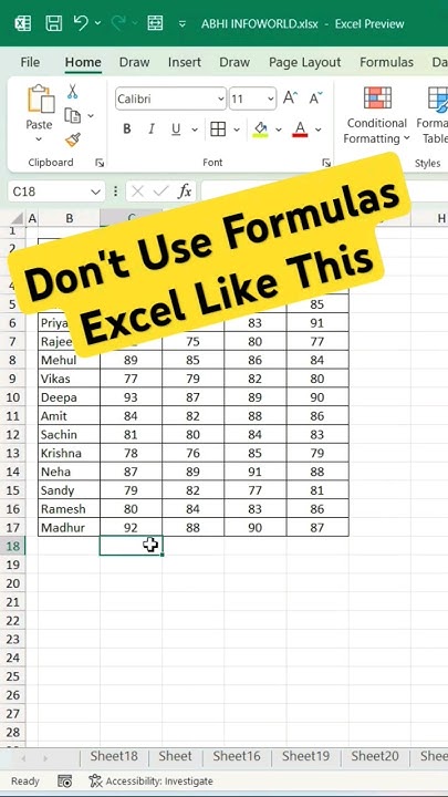 Don't Use Formulas Like This In Excel | Instead Use this feature #excel #exceltips #shorts - YouTube