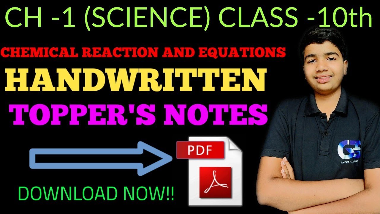Chemical reaction and Equations Class 10th CBSE || topper's handwritten ...