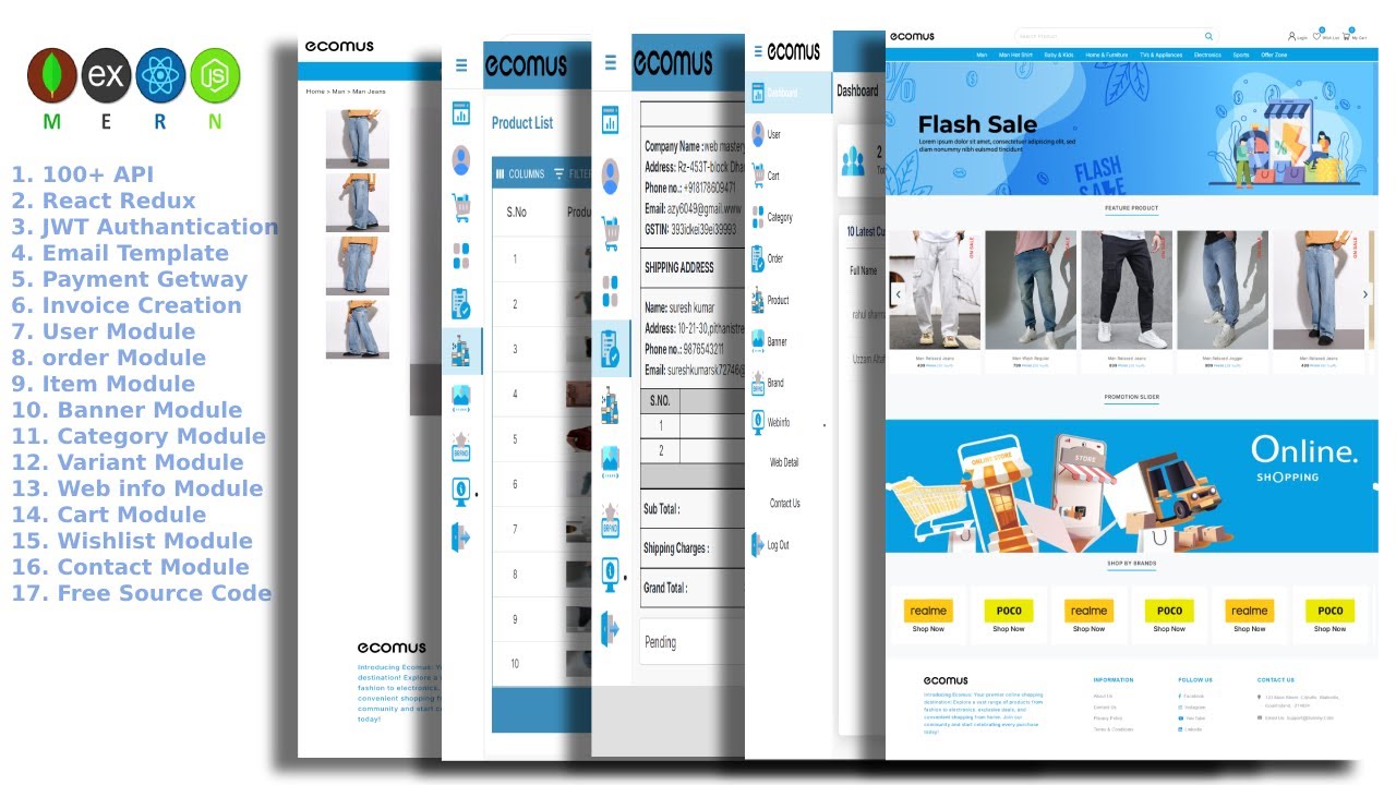 MERN E-Commerce - Redux toolkit, JWT Auth, Invoice Creation, Email Template, Payment Gateway ...