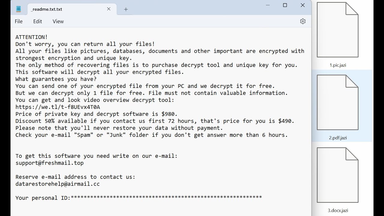 JAZI Ransomware Removal Help - How to Decrypt .jazi Files - YouTube
