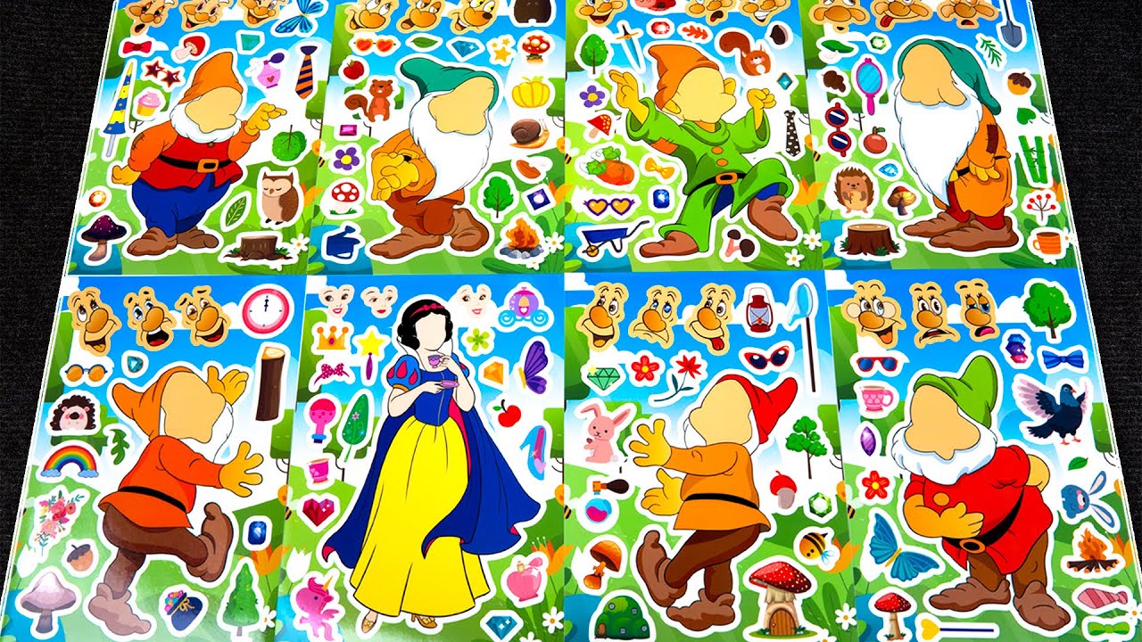 DISNEY SNOW WHITE STICKER BOOK MAKEOVER | FUN STICKER ADVENTURE WITH ...