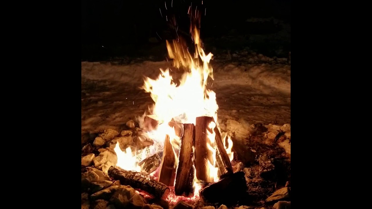 Winter Christmas Outdoor Fire - YouTube