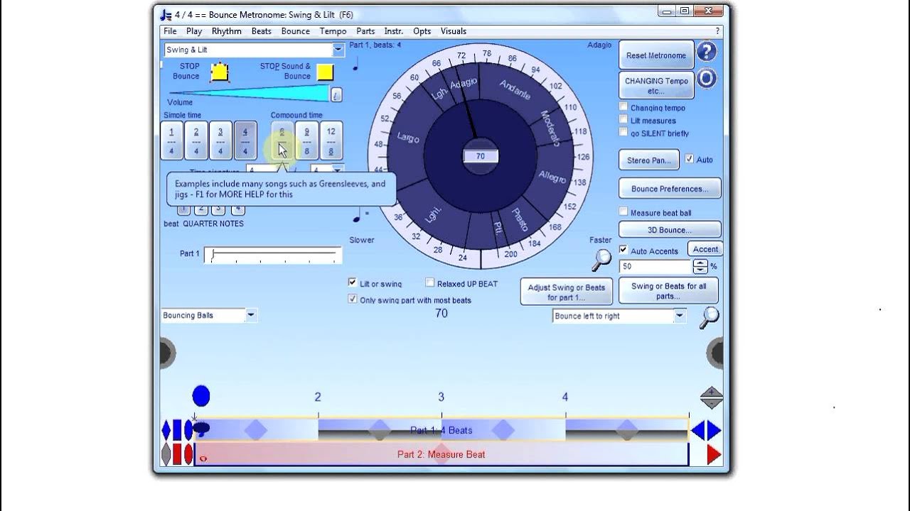 Demo of the swing capabilities of Bounce Metronome in 4/4 and 6/8 - YouTube