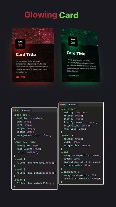 3d Glowing Card Using Pure Css Youtube