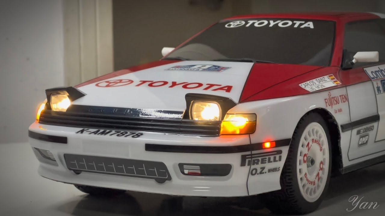 Tamiya tt02sr toyota celica st165 demonstration of suspension and pop ...