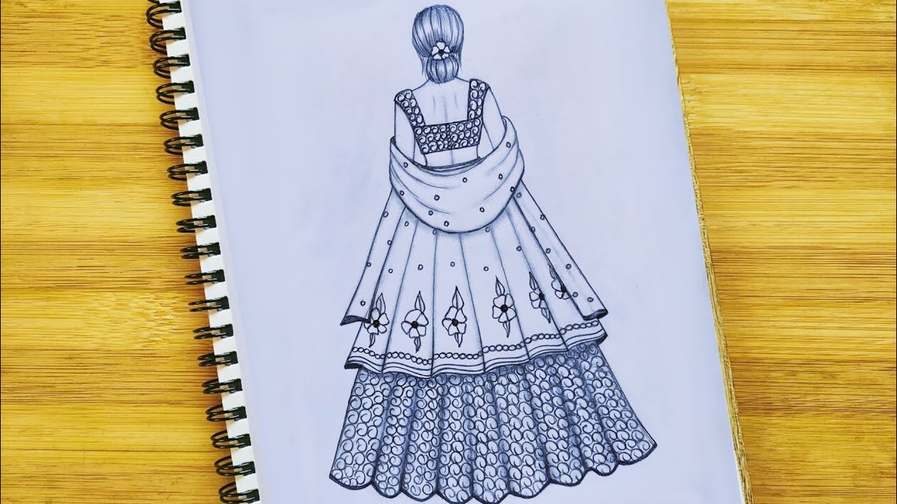 How to Draw a Bride in Lehenga ll Mandala art for Traditional Bride ll ...