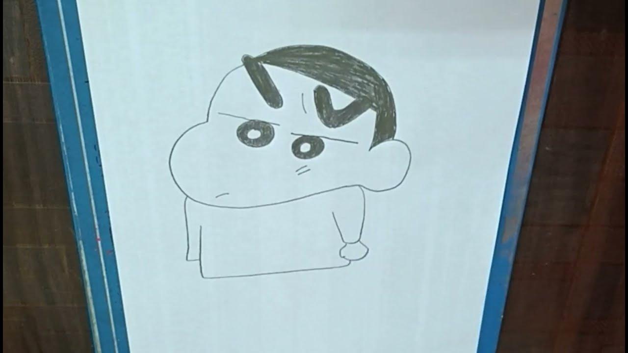 shinchan drawing step by step using hb pencil - YouTube