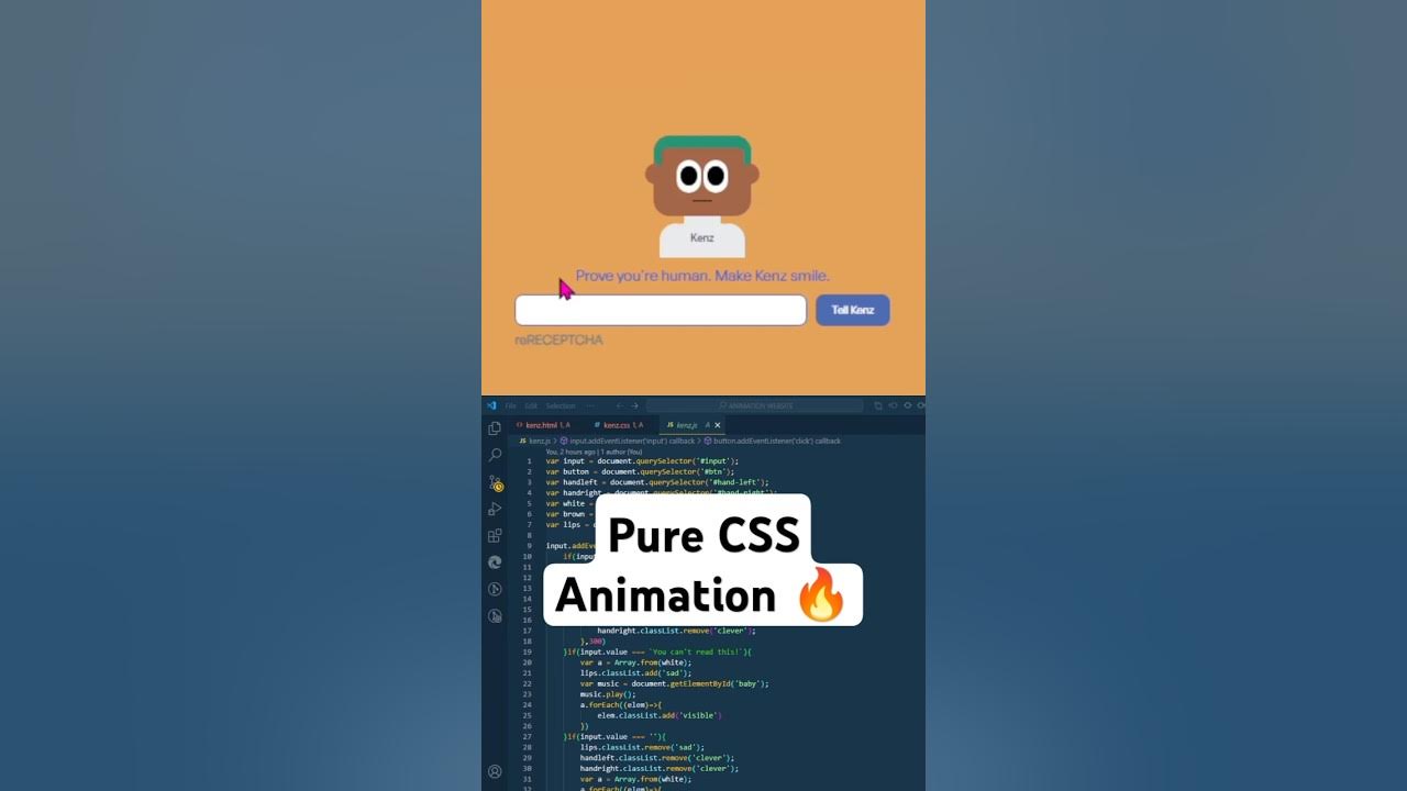 Make Kenz Smile CAPTCHA CSS Animation - YouTube