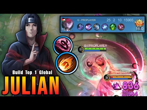 Julian 25 Kills!! Insane One Shot Damage Build!! - Build Top 1 Global Julian ~ MLBB
