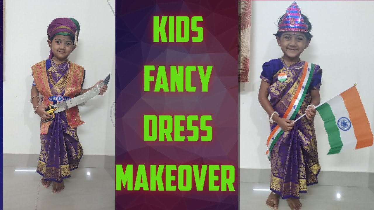 Fancy dress competition ideas/Women freedom fighter makeover ideas/Kids ...