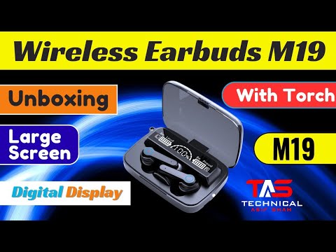 M19 Wireless Earbuds TWS 5.1 Large Screen Dual LED Digital Display ...