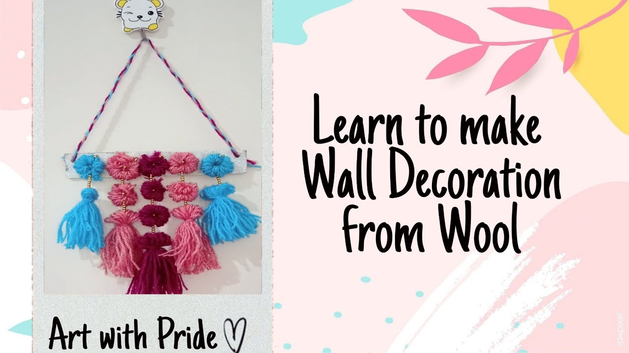 Wall Decoration with wool | Home Decor Craft। 5 min DIY woolen Craft ...
