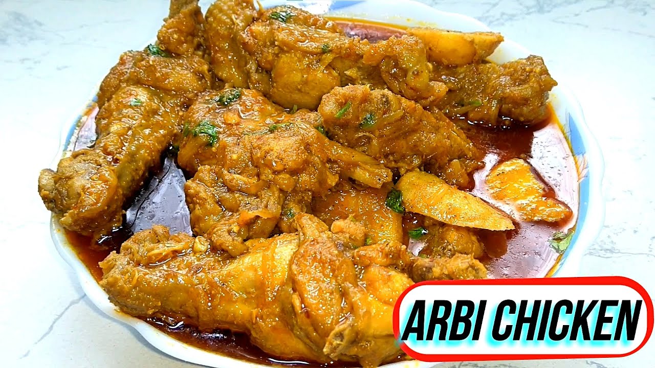 Arbi Chicken Recipe | Chicken Curry With colocasia | Arvi Chicken ...