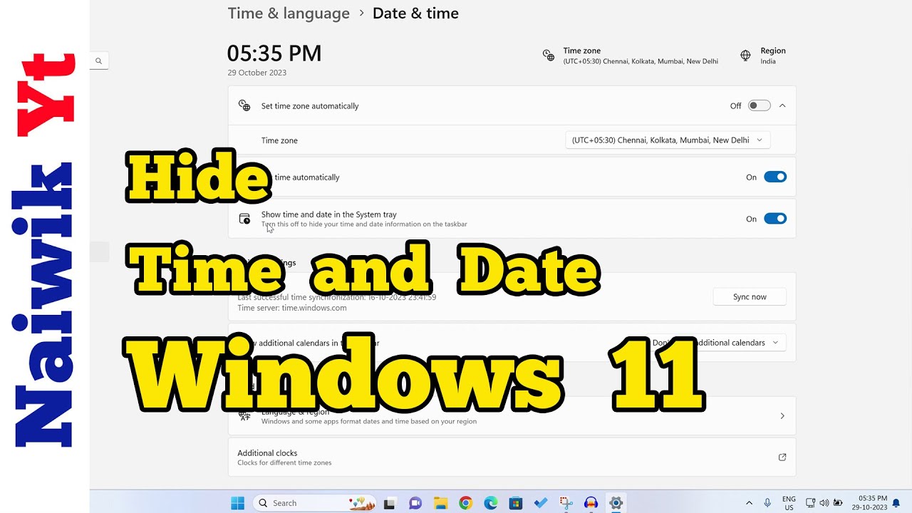 Hide clock in Windows 11 [ 23H2 version ] - YouTube