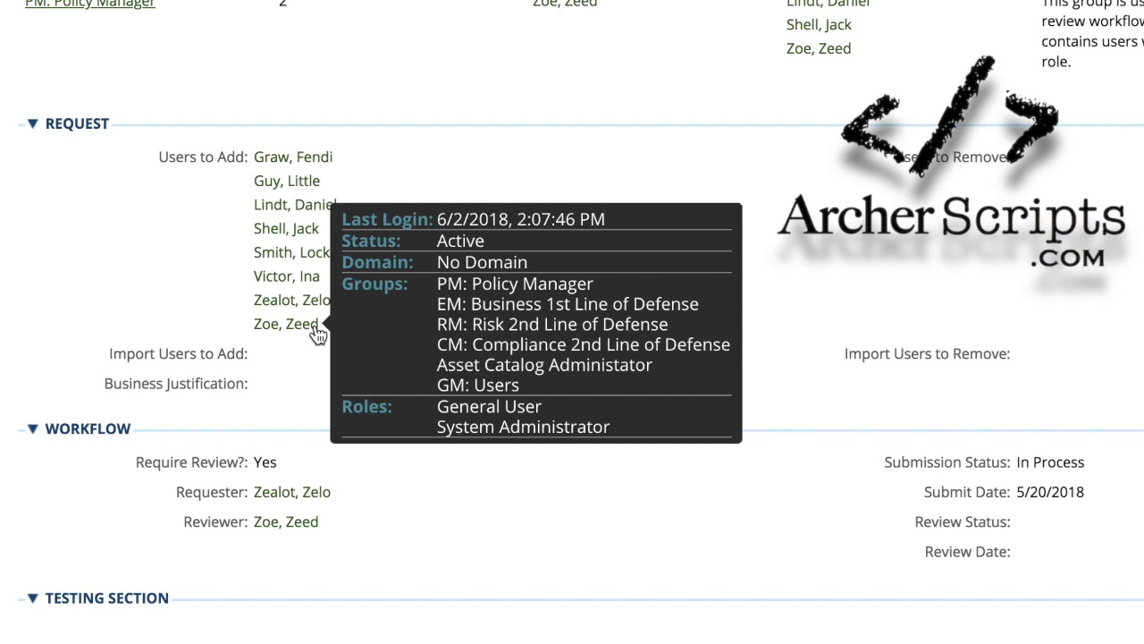 ArcherScripts - Advanced User Information Tooltip for Archer - YouTube