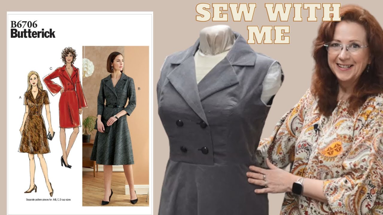 Sewing Butterick 6706 Kate Middleton style dress with side zipper - YouTube